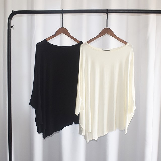 Drooping 7-quarter sleeve modal t-shirt top for women's summer loose ...