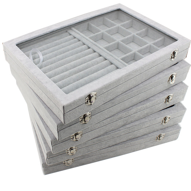 Medium and large ice velvet jewelry box jewelry box ring earrings ...