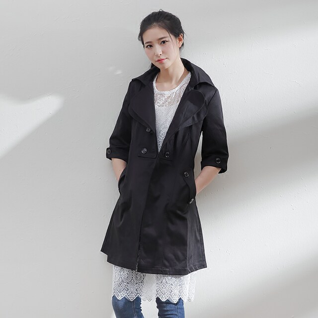 Yiyi Jiangnan 2022 spring new double-layer collar thickened quarter-sleeve windbreaker double ...