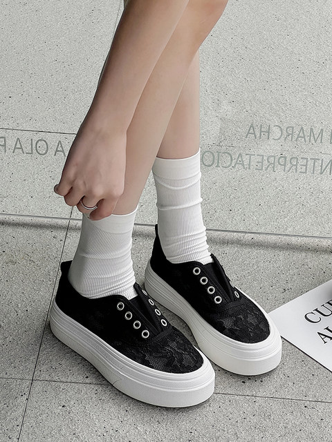 White shoes for women in summer thin breathable mesh versatile thick ...