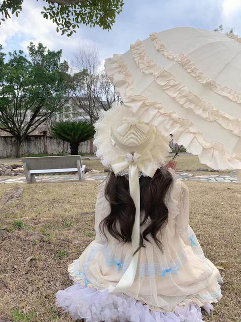 Original hand -made Lolita Straw Hat Mori Sweet Bowl French French ...