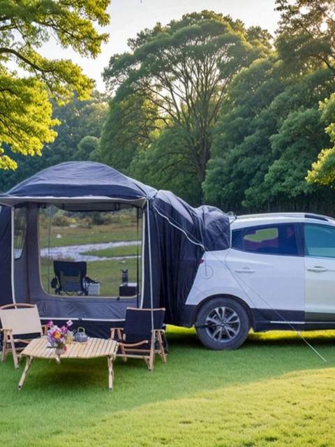 Outdoor self-driving travel camping barbecue car rear mesh gauze coated ...