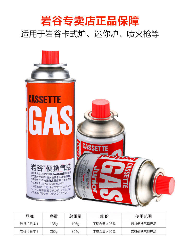 Iwatani 120g Portable Butane Gas Cylinder - Outdoor Stove Fuel