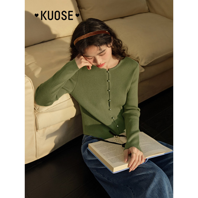 Wide -colored Anca red long -sleeved thin sweater knit sweater female ...