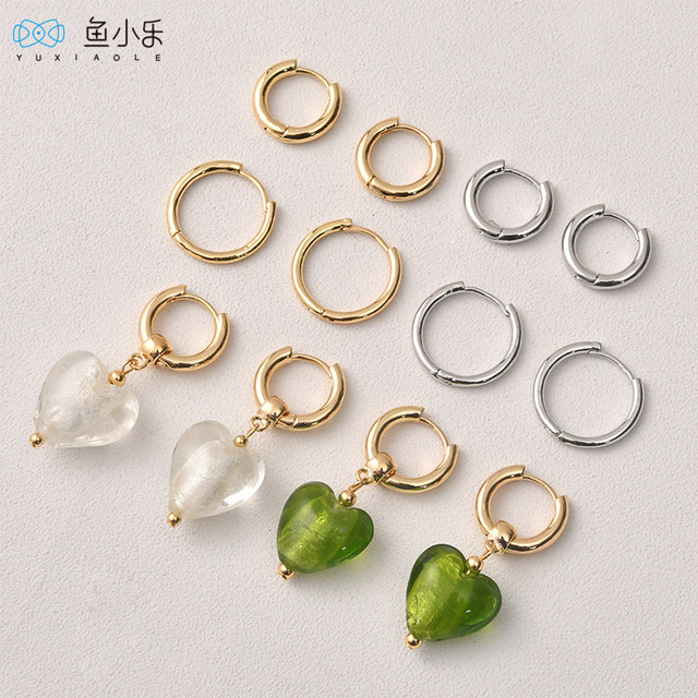 Copper plating 14K bag gold simple temperament wild round ear buckle earrings DIY homemade ...