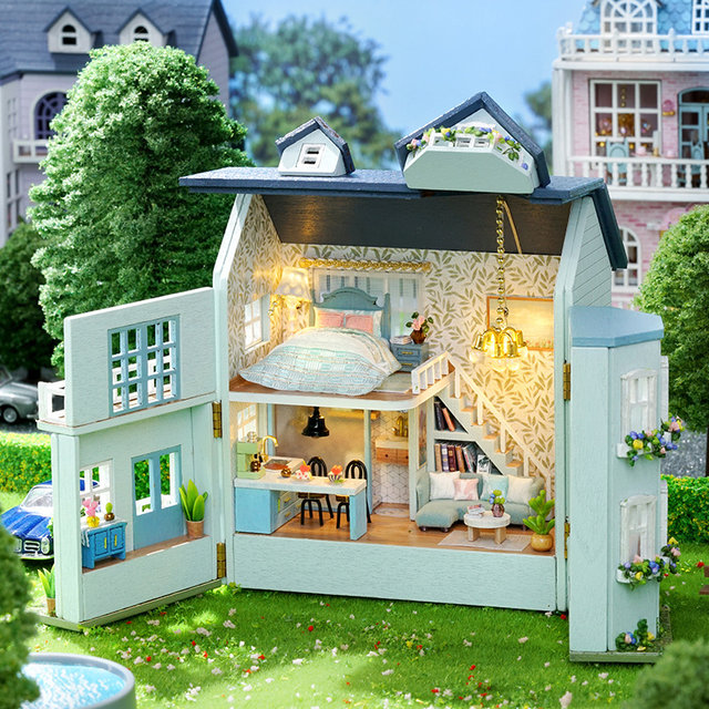 Zhiquwu diy cabin handmade mini house wooden building model toy ...