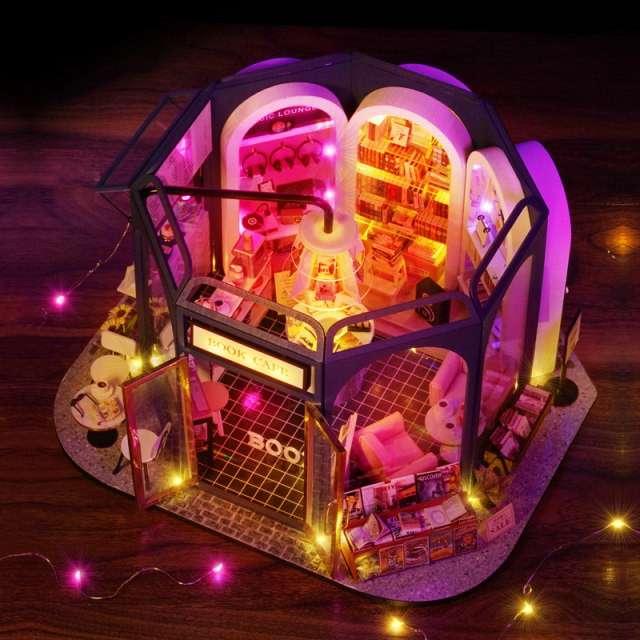 Wisdom house diy hut reading cafe handmade wooden house model assembled ...