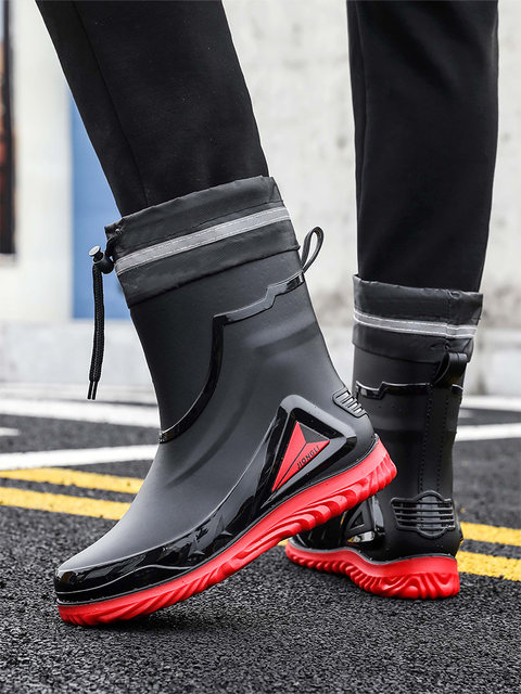 New style rain boots for men, high-end short and medium-length anti ...