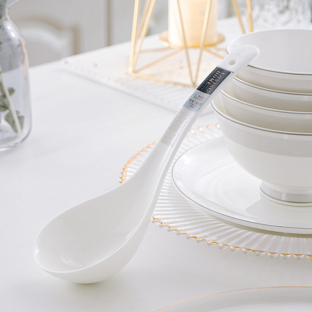 Soup spoon bone porcelain household soup large spoon light luxury long ...
