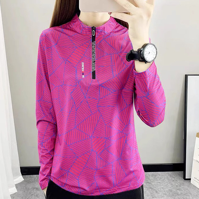 Ice silk quick-drying clothing women's long-sleeved T-shirt mesh ...