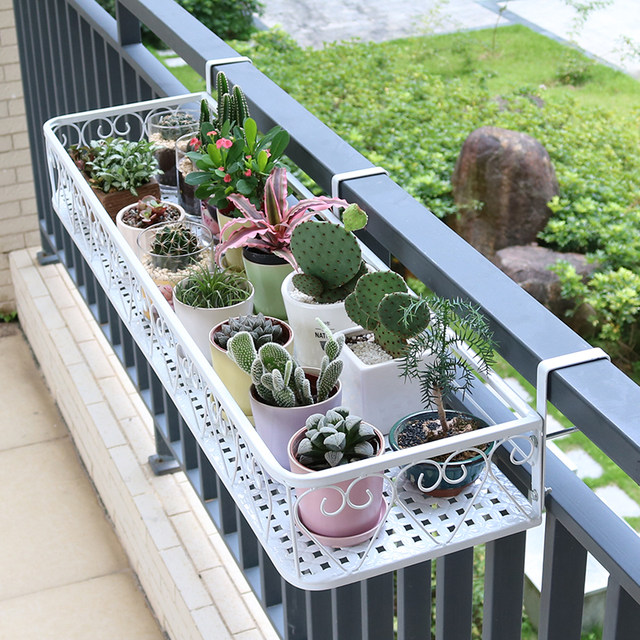 Balcony flower rack storage rack hanging guardrail flower pot bracket ...