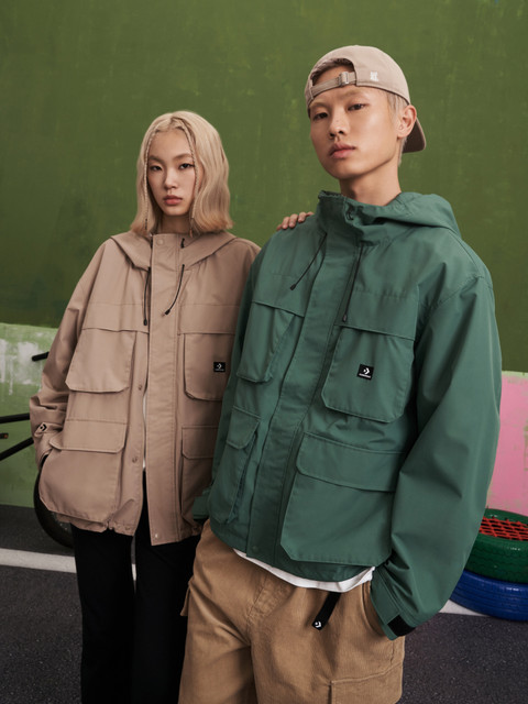 CONVERSE official spring jacket men's waterproof retro hooded work ...