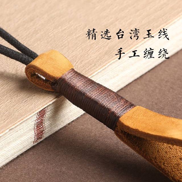 High-end simple cow leather car key chain pendant hand-knitted hand ...