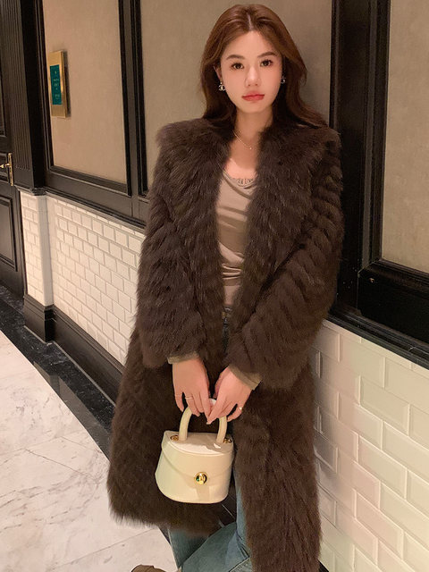 Mi Bella winter imported fox fur heavy craft mid-length fur coat ...