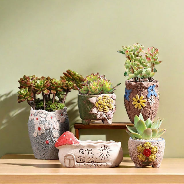 Succulent flower pots ceramic household large and small creative ...