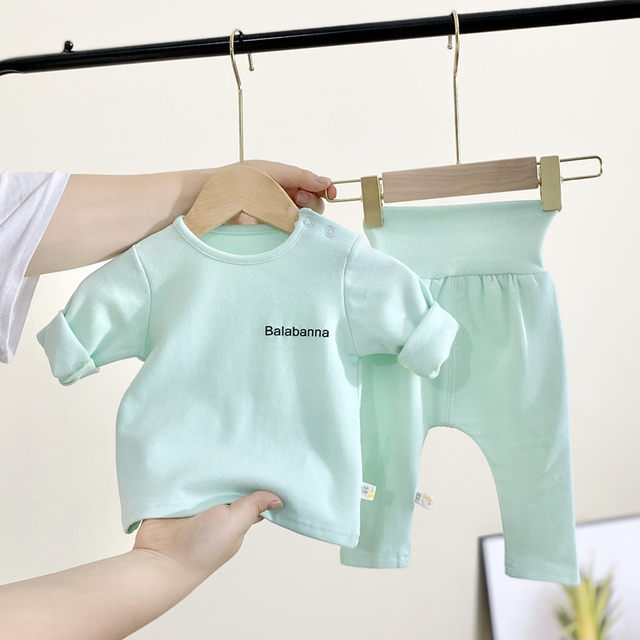 Baby cotton cotton high -waisted belly suits, male and female baby clothes spring and autumn ...