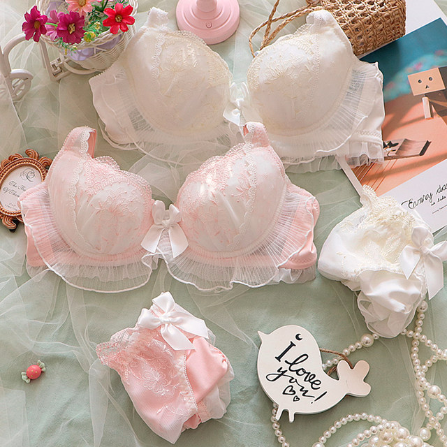 About Su Nian Xiang Nuan~Sweet and cute lace underwear girl bra set with underwire push-up pure ...