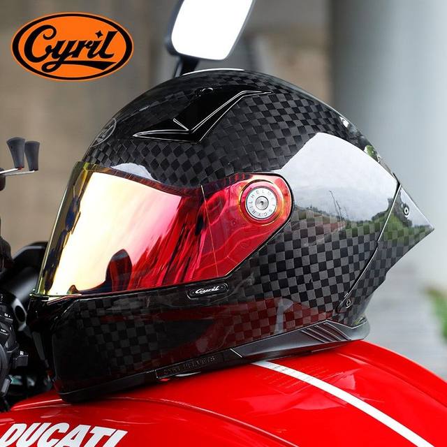 CYRIL carbon fiber motorcycle full-face helmet for men and women racing ...