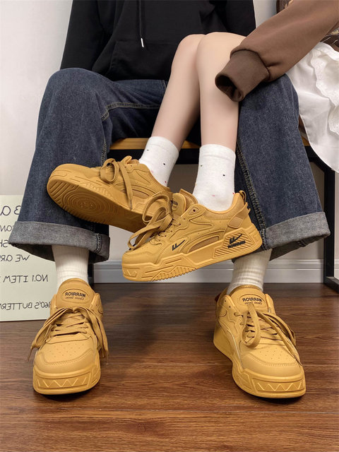 Huili retro wheat colored shoes men's 2025 new spring couple shoes ...