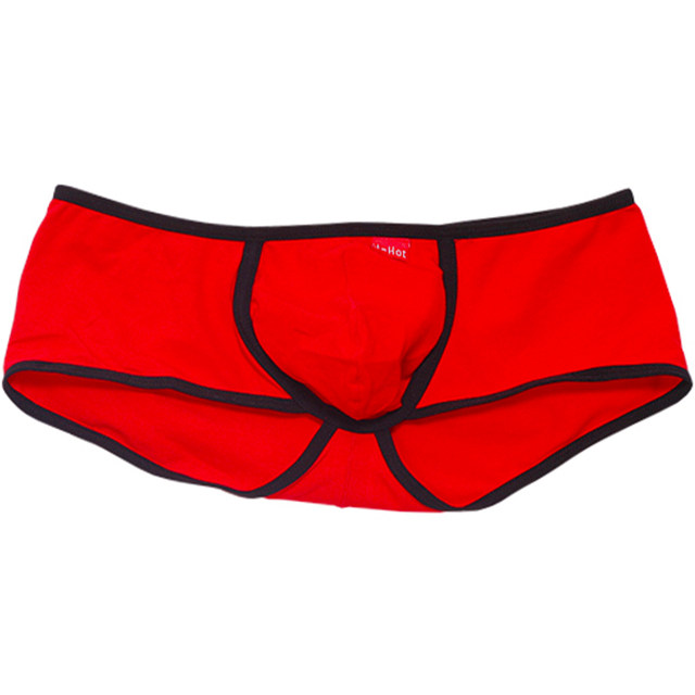 Sexy low waist tight bulge bag for men's small flat corner pure cotton ...