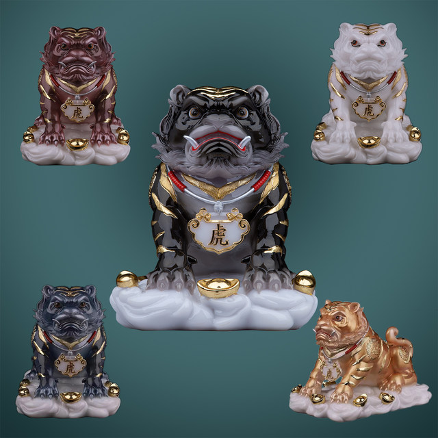 Taiwan Tiger God Statue Han White Marble Tiger Home Store Decoration ...