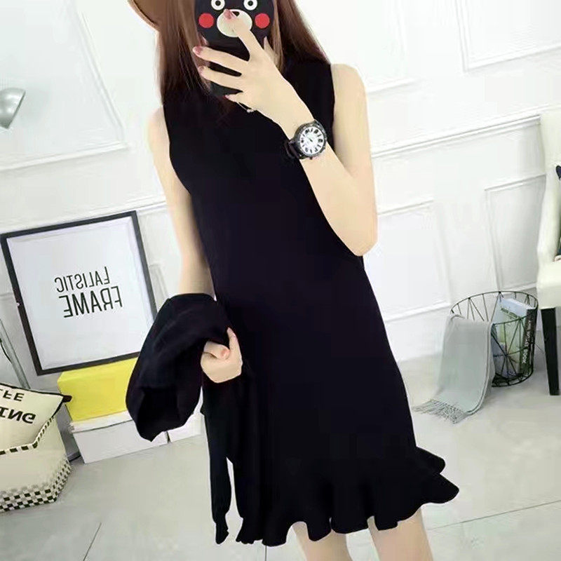 Autumn and winter new fishtail hem high elastic ruffle knitted sweater ...