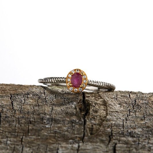 Natural ruby ring for women sterling silver inlaid with gemstones newly ...