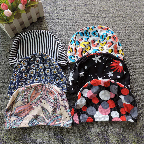 Swimming Caps for Men and Women, Adult Patterned Fabric Swimming Caps ...