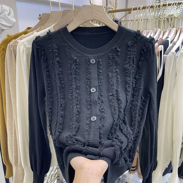 2023 new wool blended special knitted sweater, wool long-sleeved top ...