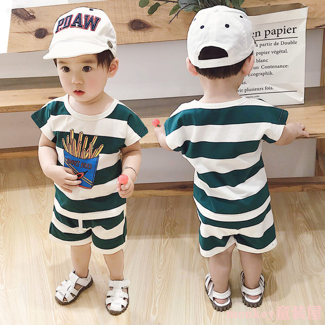 Boys casual short-sleeved suit 2025 summer new style children's baby ...