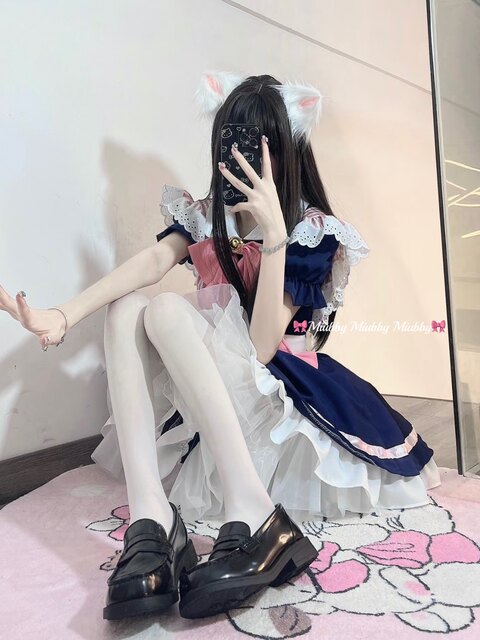 Miubby garden doll Japanese cute cat claw powder lolita maid outfit cos soft girl dress