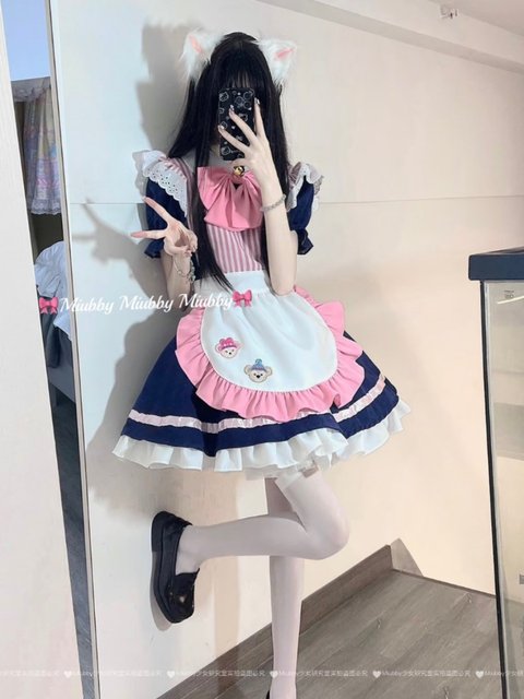 Miubby garden doll Japanese cute cat claw powder lolita maid outfit cos soft girl dress