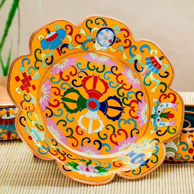 Tibetan Cloisonne Manza Plate Pure Copper for Manza Household Cloisonne ...