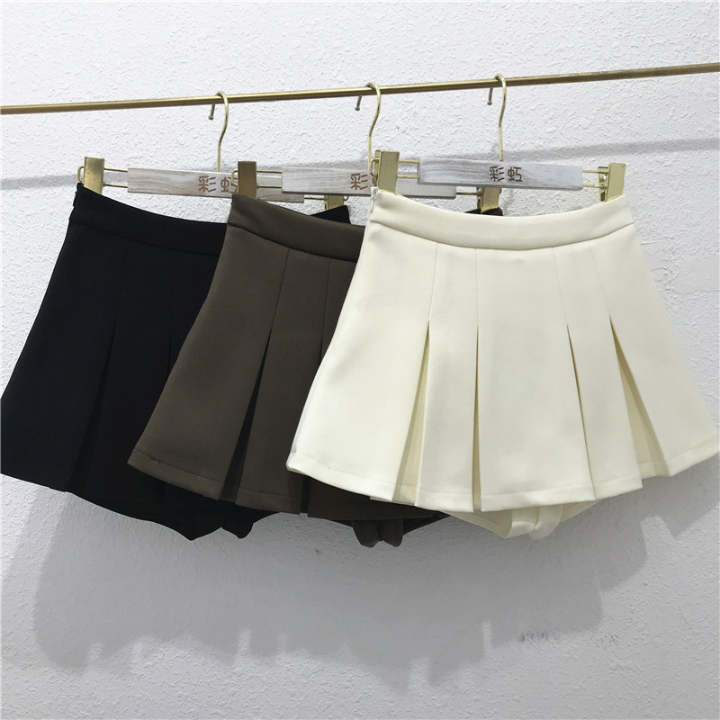 High -waisted pleated skirt female 2022 autumn new and thin versatile A -shaped skirt college ...