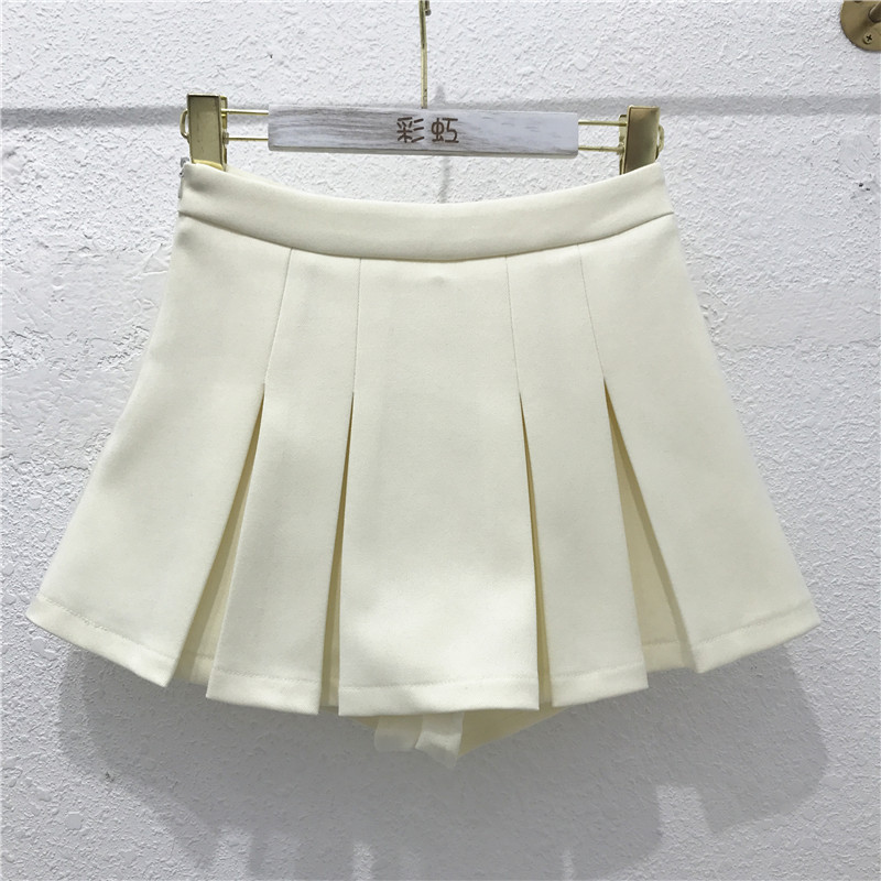 High -waisted pleated skirt female 2022 autumn new and thin versatile A -shaped skirt college ...