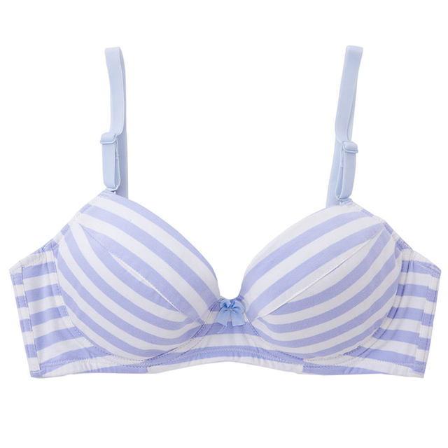 Feiai Plai striped bra big cup big steel ring underwear small bottom ...