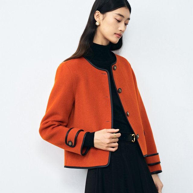 HONB red betty new autumn and winter bright color double-sided wool ...