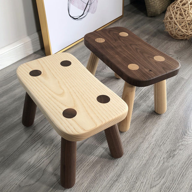[Peanut Stool] Original Solid Wood Simple Shoe-Changing Stool Made of ...
