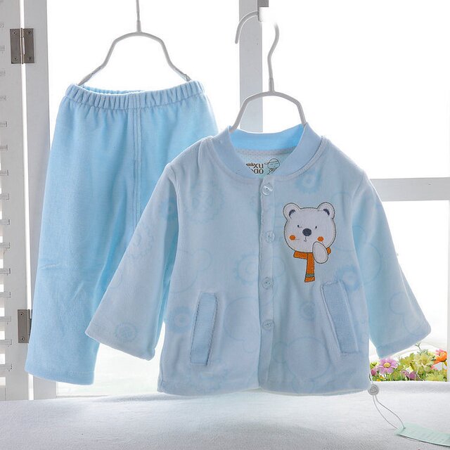Western style newborn warm clothes newborn baby two-piece suit pure cotton male and female baby ...