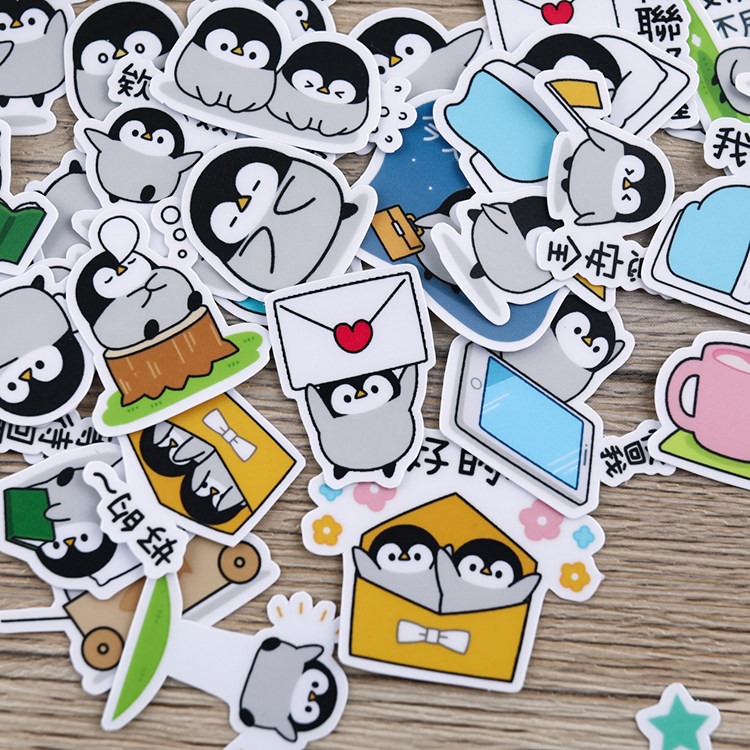 Penguin baby handbook cartoon sticker handbook cute mobile phone tablet ...