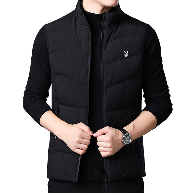 Playboy Vest Vest Men's Top Stand Collar Waistcoat Outerwear Autumn and Winter Thickened Down ...