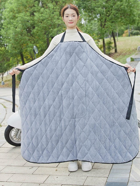 Winter riding electric motorcycle warm long apron and velvet wind ...