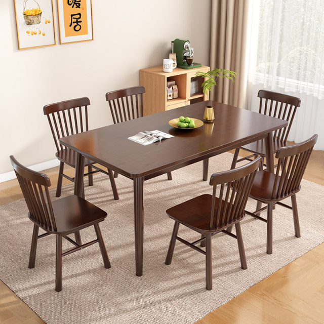 Full wooden dining table, chair combination dining table household ...