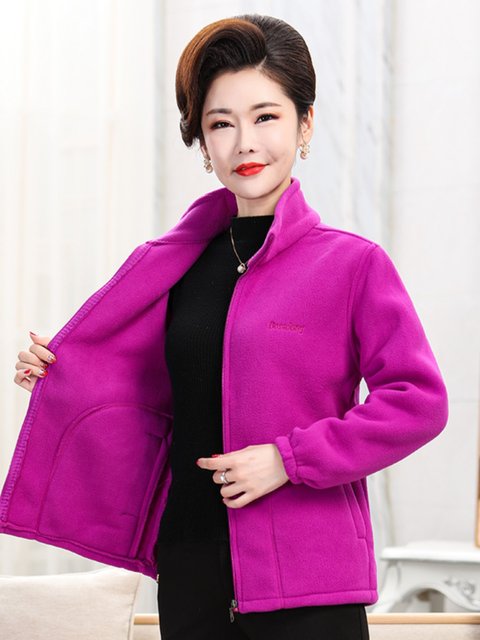Middle -aged and elderly women's genuine solid color thickened stand ...