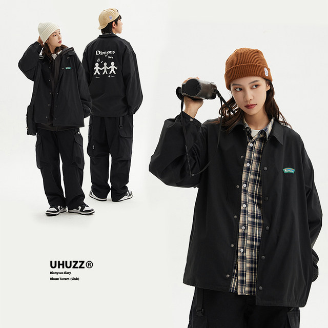 Trendy WOO Exclusive UHUZZ Happy Party Coach Jacket Versatile Simple ...