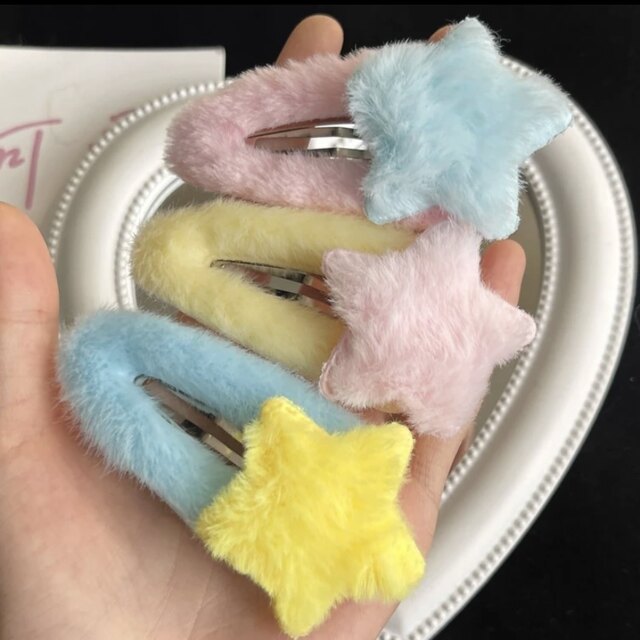 Star plush hair clip for women with side broken hair bangs clip large ...