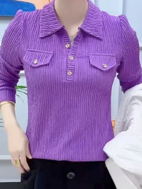 Spring and Autumn Base Layer Polo Collar Half-Open Shirt, Stylish and ...