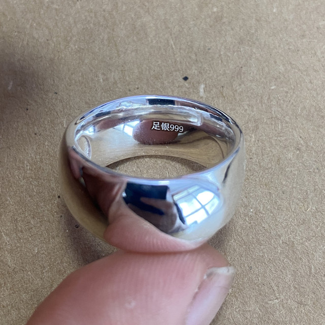 Thickened men's and women's loach back 999 pure silver ring handmade ...