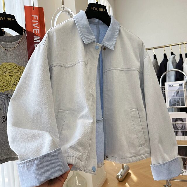 Super high-end Korean casual denim jacket for women's spring travel ...