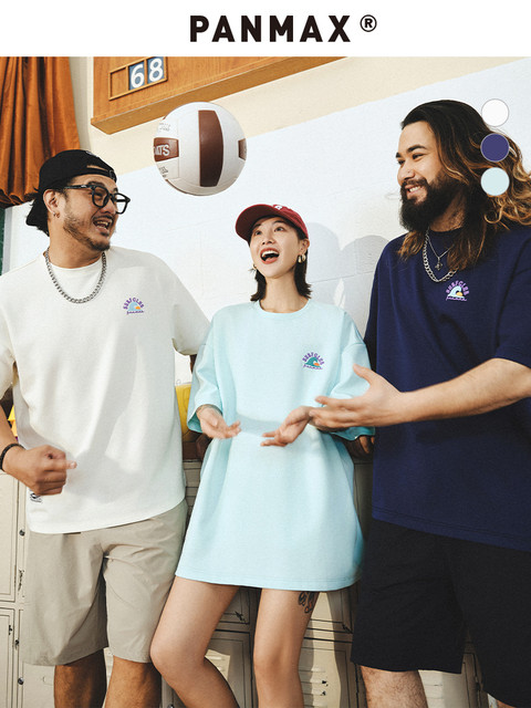 PANMAX trendy brand large size men's clothing 2025 summer new pure cotton fun printed short ...